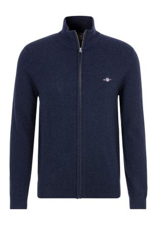 GANT Strickjacke EXTRAFINE LAMBSWOOL ZIP CARDIGAN mit Logostickerei