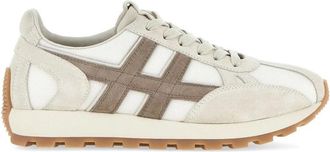 Hogan Homme, Chaussures, Beige, Taille: 40 1/2 EU Baskets &agrave; lacets en daim et mesh