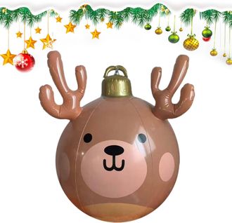Generico Aufblasbare gro&szlig;e Weihnachtskugeln - Riesige Weihnachtsdekoration mit Hirschen f&uuml;r den Innenhof aus PVC | Zubeh&ouml;r f&uuml;r Weihnachtsfeiern f&uuml;r Bauernhof, 