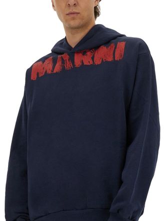Marni Maxi Logo Print Sweatshirt - Blue
