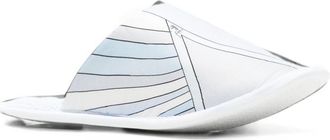 Pucci Silk Marmo Print Slippers - Light Blue