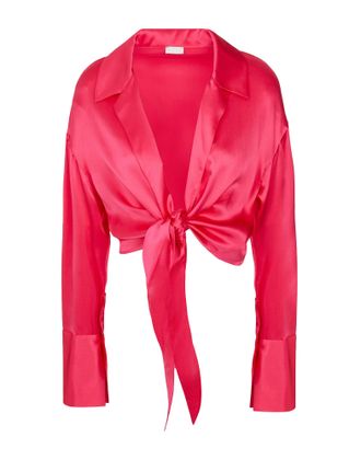 8 by YOOX SILK SATIN FRONT KNOT BLOUSE