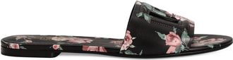 Dolce & Gabbana Sandales plates en cuir avec logo Dg