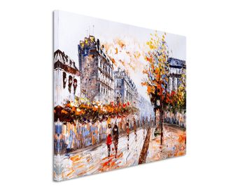 Paul Sinus Art XXL Fotoleinwand 120x80cm &Ouml;lgem&auml;lde - Stra&szlig;enszene in Paris auf Leinwand exklusives Wandbild moderne Fotografie f&uuml;r ihre Wand in vielen Gr&ouml;&szlig;en