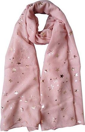 GlamLondon &Eacute;charpe GlamLondon Galaxy avec imprim&eacute; &eacute;toiles en feuille de strass or rose, foulard de f&ecirc;te pour dames, mariage, mode, L