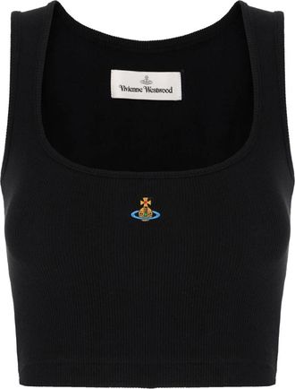 Vivienne Westwood Femme, Tops, Noir, Taille: 42 FR Orb Rib Crop Top