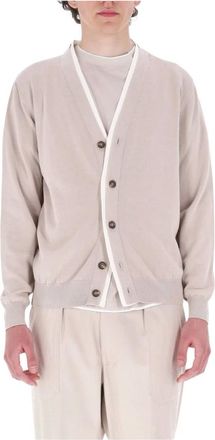 Eleventy Homme, Pulls, Beige, Taille: L Cardigan en coton &agrave; c&ocirc;tes anglaises