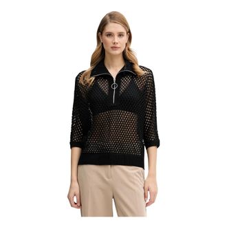 Joseph Ribkoff Boxy Pullover mit Rei&szlig;verschlusskragen - - Knitwear - Damen - Schwarzk - XS