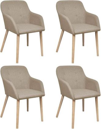 vidaXL Vidaxl - Chaises &agrave; manger lot de 4 beige tissu et ch&ecirc;ne massif