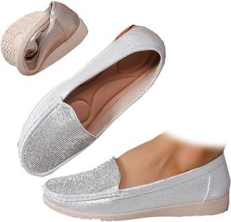 Generic Rhinestone Mocassins orthop&eacute;diques scintillants pour femme, chaussures orthop&eacute;diques scintillantes &agrave; enfiler, soutien de la vo&ucirc;te plantaire, baskets b