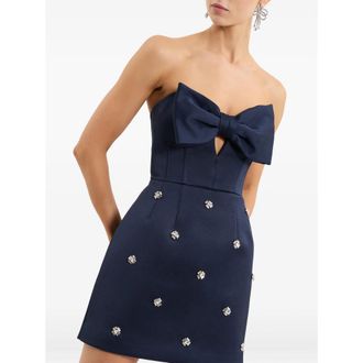 Rebecca Vallance Crystal-Embellished Satin Dress - Navy