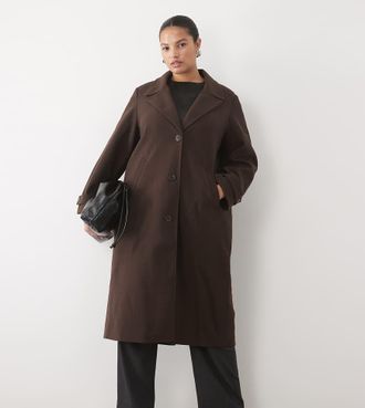Vila manteau long habill&eacute; en marron chocolat