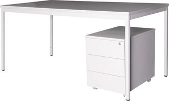 Szagato Schreibtisch Profi Office-Line Set 180x100cm, inkl. Rollcontainer Eco, lichtgrau Schreibtisch Profi Office-Line Set Computertisch Bürotisch