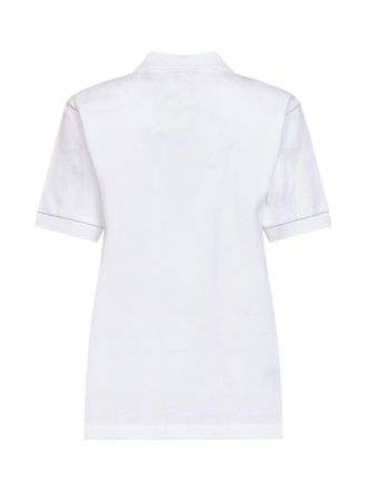 Comme Des Gar&ccedil;ons Womens Polo Shirt Black Heart Emblem White Cotton Tops