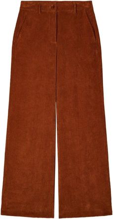 Patrizia Pepe Pantalon Palazzo en Velours Stretch 500 C&ocirc;tes - Femme - Pantalons - Brun - Taille: 42 FR