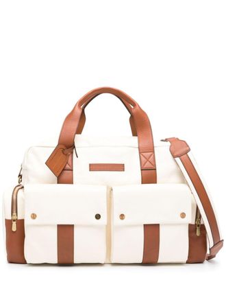 Brunello Cucinelli sac fourre-tout zipp&eacute; &agrave; patch logo - Blanc
