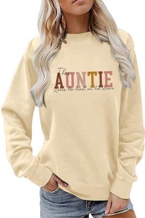 Generic Sweats pour femmes UK Sweatshirt imprim&eacute; graphique surdimensionn&eacute; haut col rond manches longues automne hiver d&eacute;contract&eacute; confortable automne mode con