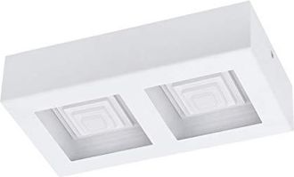 Eglo LED Deckenleuchte Ferreros, 2 flammige Deckenlampe, Wohnzimmerlampe, Küchenlampe aus Stahl und Kunststoff, Flurlampe Decke in Weiß