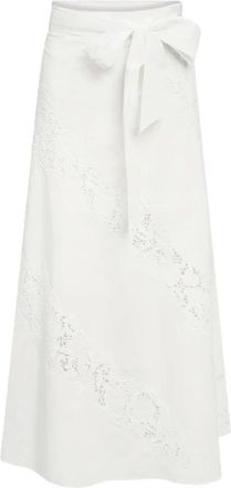 Twinset Femme, Jupes, Blanc, Taille: 38 FR Long Embroidered Skirt W/Belt