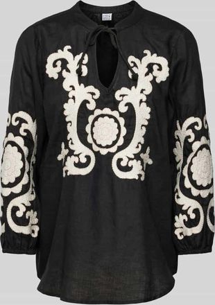 Emily van den Bergh Bluse aus Leinen mit Tunikakragen