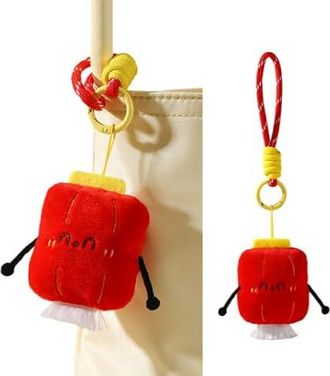 Generic Mini porte-cl&eacute;s lanterne rouge de 8,9 cm, pendentif de sac en peluche, pour sac et voiture, pendentif de sac &agrave; main, cadeau pour homme et femme, Rouge