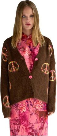 Miss Goodlife Cardigan MG13398 Peace Allover - Chocolate