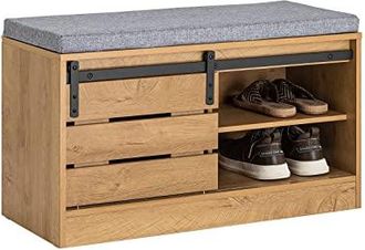 SoBuy Meuble de Rangement à Chaussures Armoire à Chaussures Commode à Chaussures Meuble dentrée Coffre Rangement pour Chaussures avec Porte de Grange coulis