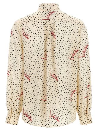 Valentino Garavani Monogram-Print Silk Shirt - Cream