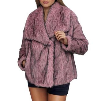 Generic Vestes pour femmes 2026 - Veste synth&eacute;tique luxueuse pour lhiver - Manteau chaud boutonn&eacute; sur le devant avec tissu doux - V&ecirc;tement dext&eacute;rieur &eacute;l&eacute;gant 