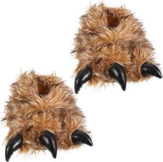 Hemoton Pantoufles Hiver Peluche Douce Forme de Patte Ours Semelle Antid&eacute;rapante Confortable Chaussettes Chaudes pour Int&eacute;rieur Mod&egrave;le Grizzly Unisexe