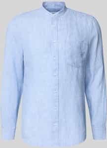 Seidensticker Slim Fit Leinenhemd mit Stehkragen Modell Mandarin