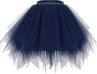Dresstells Jupon Jupe Ballet Tutu Court en Tulle Couleurs vari&eacute;es, Bleu Marine XL