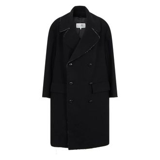 Maison Margiela Wollmantel mit offenkantiger Verarbeitung - - Coats - Damen - Schwarzk - XS