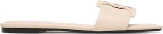 Calvin Klein Pantoletten Calvin Klein Square Flat Sandal Emblem HW0HW03128 &Eacute;cru