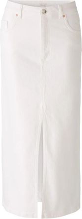 Oui Femme, Jupes, Blanc, Taille: 40 FR Jupe Midi en Denim