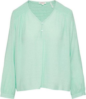 s.Oliver Langarmbluse Bluse Strukturierte Bluse aus Viskosemix mit Smok-Details