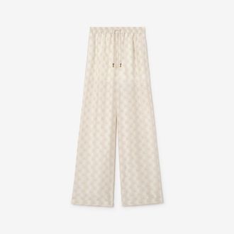Burberry Pantalon pyjama en soie &agrave; damier EKD, Size: 08