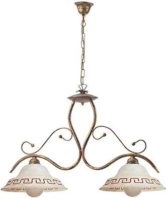 Onli Kronleuchter 2 Leuchten Giorgio aus Metall braun gestrichen Gold und get&ouml;nten Gl&auml;sern, Bronze