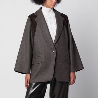 Max Mara Grauer melierter Oversize-Blazer aus Wolle