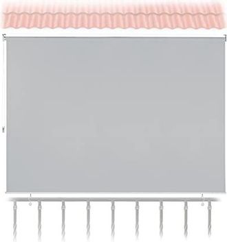 Relaxdays Senkrechtmarkise, 140 x 180 cm, Außenrollo für Balkon, Terrasse & Garten, wetterfest, Sonnenschutzrollo, grau