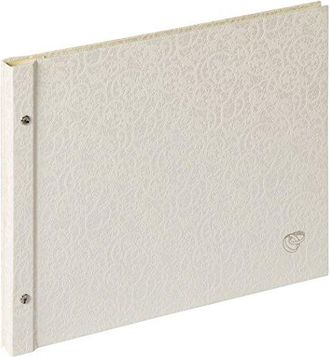 Walther Design Fotoalbum weiss 38 x 31 cm Buchschraubenalbum mit Prägung Sinfonia Flat Books SBL-213-W