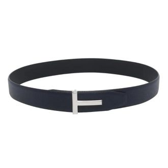 Tom Ford Homme, Accessoires, Noir, Taille: 100 CM Ceinture T Icon en cuir grain&eacute;