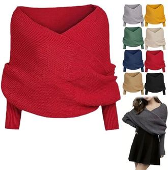 Generic &Eacute;charpe de Pull avec Manches, enveloppe de c&acirc;ble tricot&eacute;e, haussements d&eacute;paules for Femmes, enveloppe tricot&eacute;e, &eacute;charpe tricot&eacute;e avec Manches for Femm