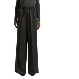 PESERICO Femme, Pantalons, Noir, Taille: 38 FR Satin Wide Pantalons