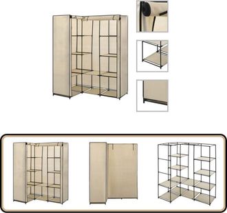vidaXL Garde-robe dangle Crème 130 x 87 x 169 cm - Armoire Dangle - Rangement - Placard - Vestiaire - Commode