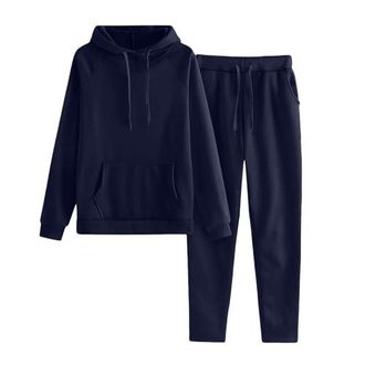 Generic Surv&ecirc;tement pour femme Ensemble complet &agrave; capuche doubl&eacute; en polaire avec poche et capuche 2 pi&egrave;ces Tenue sportive d&eacute;contract&eacute;e pour lautomne et lhiver