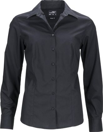 James & Nicholson Damen Ladies Business Shirt Longsleeve Bluse, Schwarz (Black), 40 (Herstellergr&ouml;&szlig;e: XL)