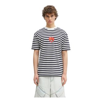 Marcelo Burlon Bunny Heart Stripe Basic Tee - - Tops - Herren - Blau - XL