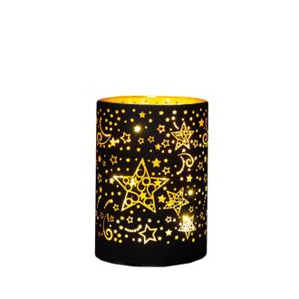 Coen Bakker LED Dekobeleuchtung Stimmungsbeleuchtung f&uuml;r Innen verschiedene Designs 3AA, Farbe:Schwarz Sterne