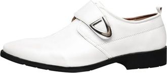 Generic Chaussures de mariage formelles pour homme sans lacets &agrave; enfiler - Bout pointu - Chaussures en cuir &agrave; talon bloc - Antid&eacute;rapantes - Chaussures larges 